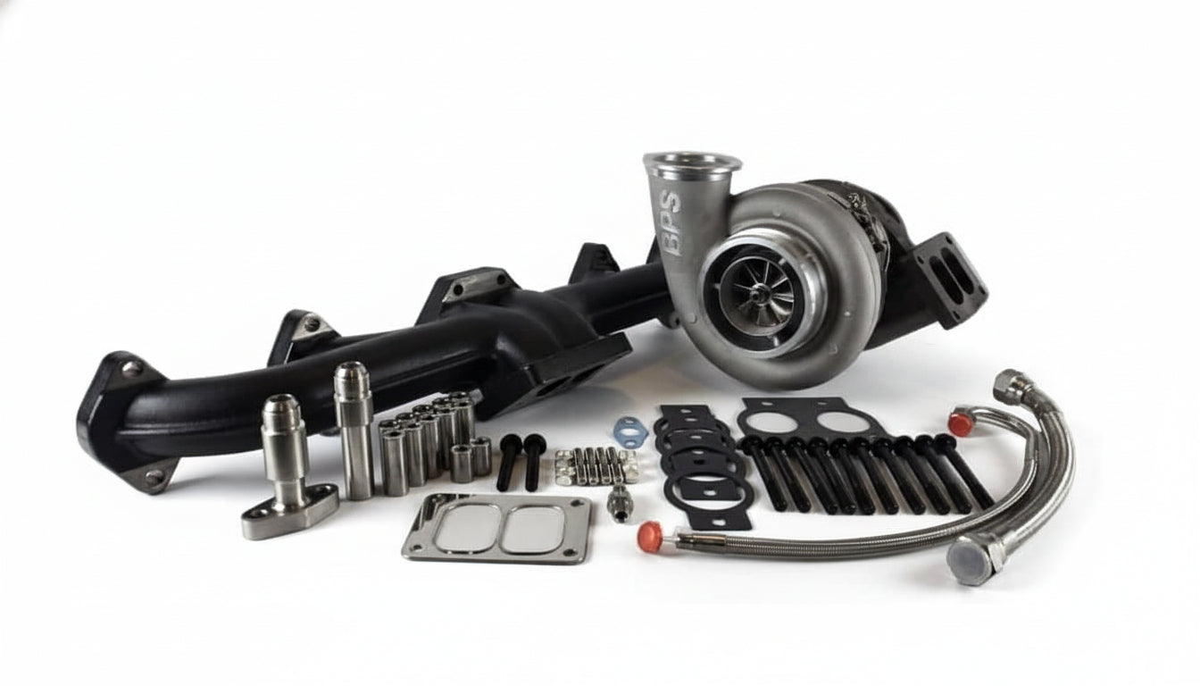 BPS Cummins ISX Signature Pre-EGR Turbo Kit with Black Ceramic Coated ...